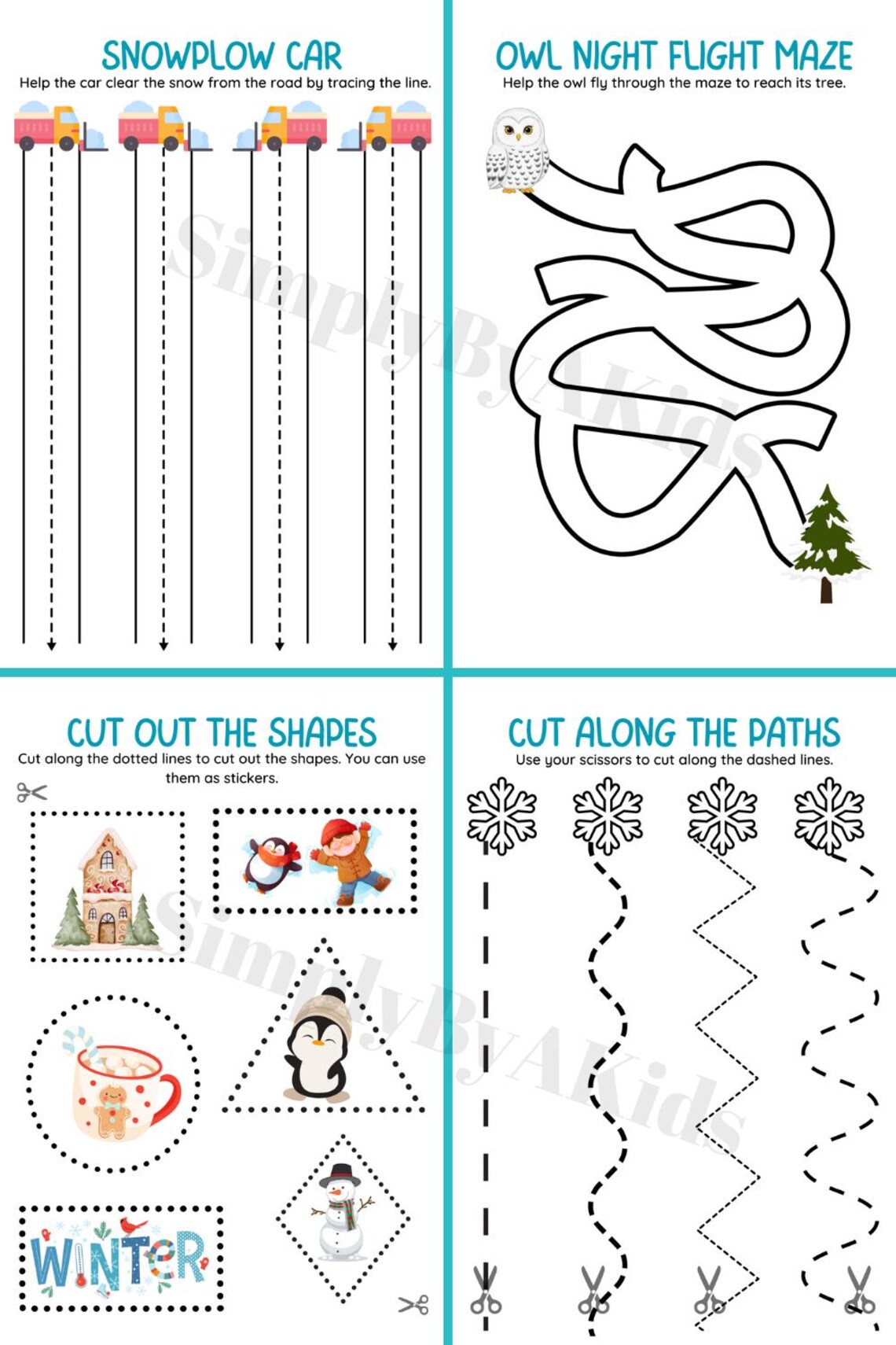 Winter Pre-writing Pack Preschool, 50 Printable Tracing Activities Ages ...