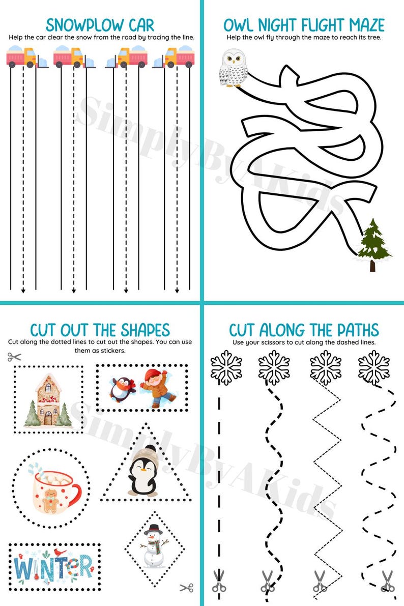 Winter Pre-writing Pack Preschool, 50 Printable Tracing Activities Ages ...
