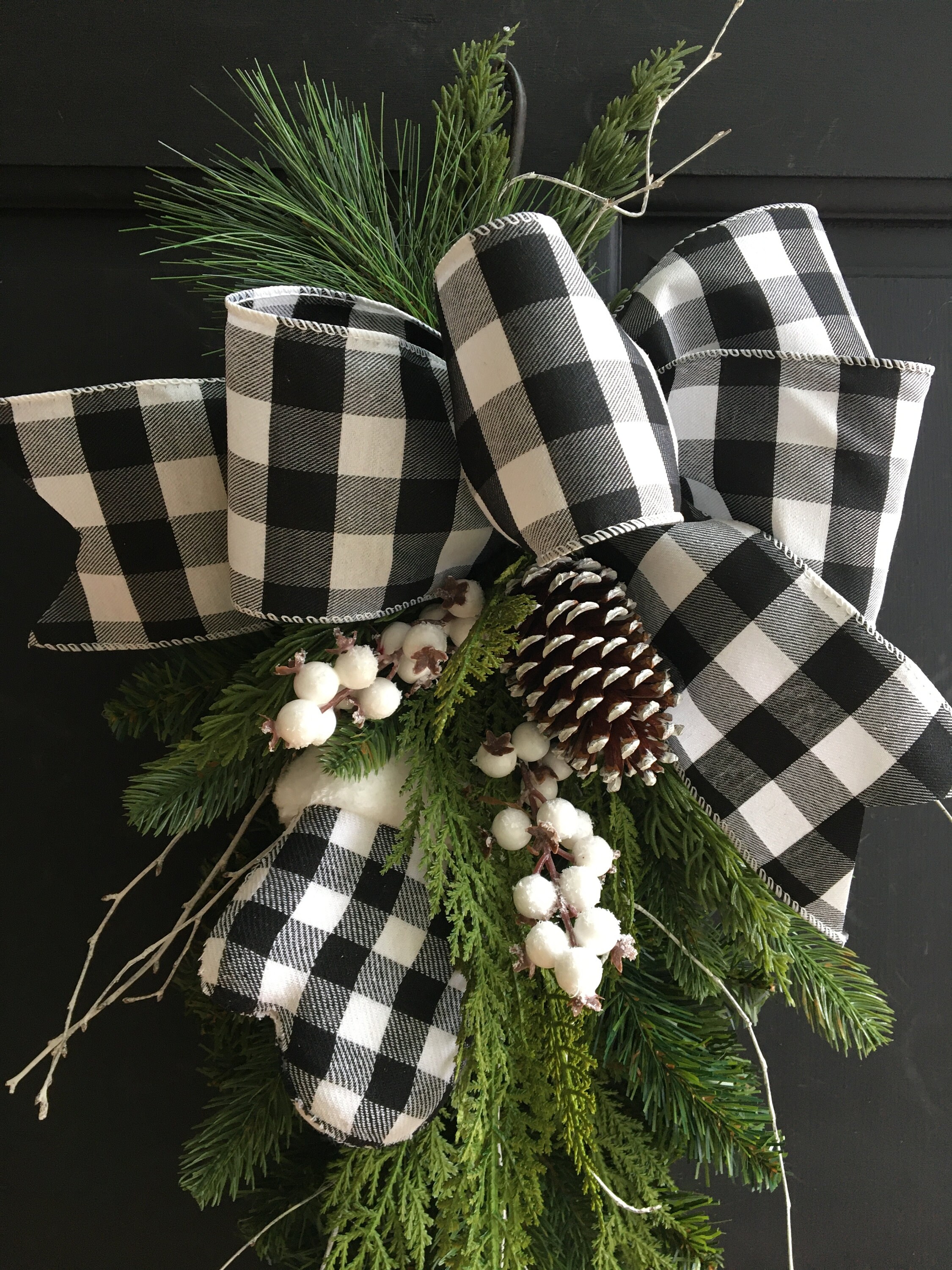 Fall Winter Swag for Front Door, Premium Evergreens, Farmhouse Swag ...