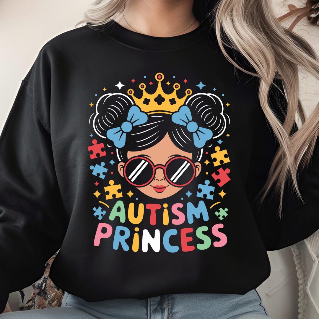 Autism Princess, Afro Girl With Bow and Crown, Autism Awareness ...