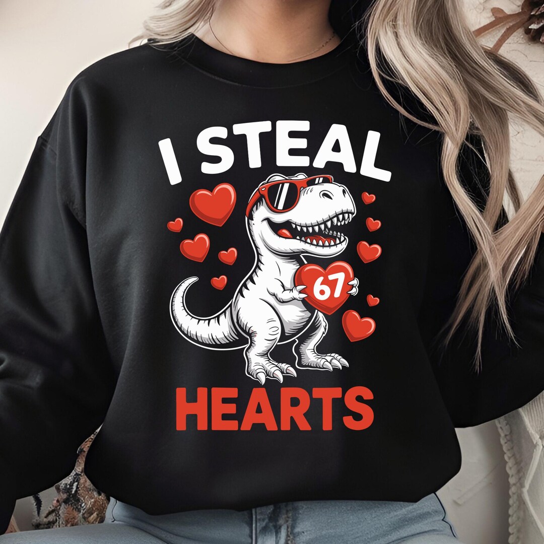I Steal 67 Hearts PNG, Valentine Dinosaur Meme Design, Funny Love ...