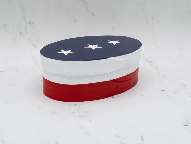 Shaker Box Red White and Blue Storage Box Wooden Box Oval - Etsy