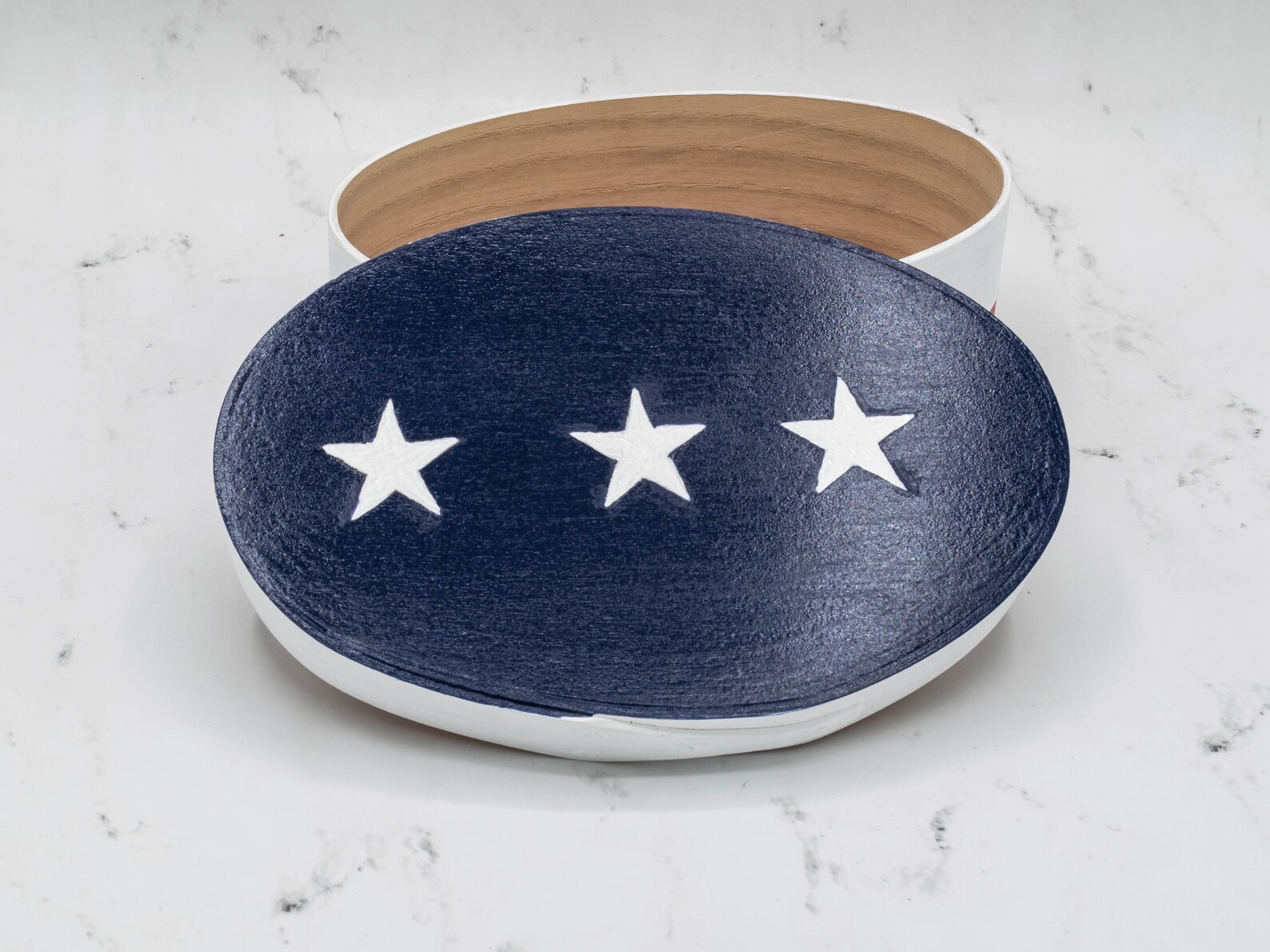 Shaker Box Red White and Blue Storage Box Wooden Box Oval - Etsy