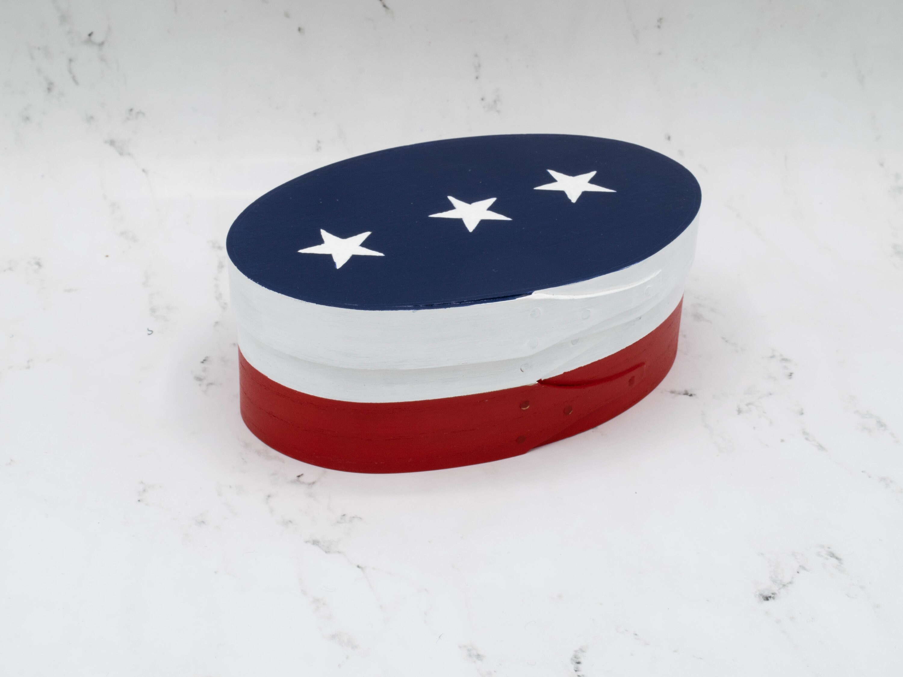 Shaker Box Red White and Blue Storage Box Wooden Box Oval - Etsy