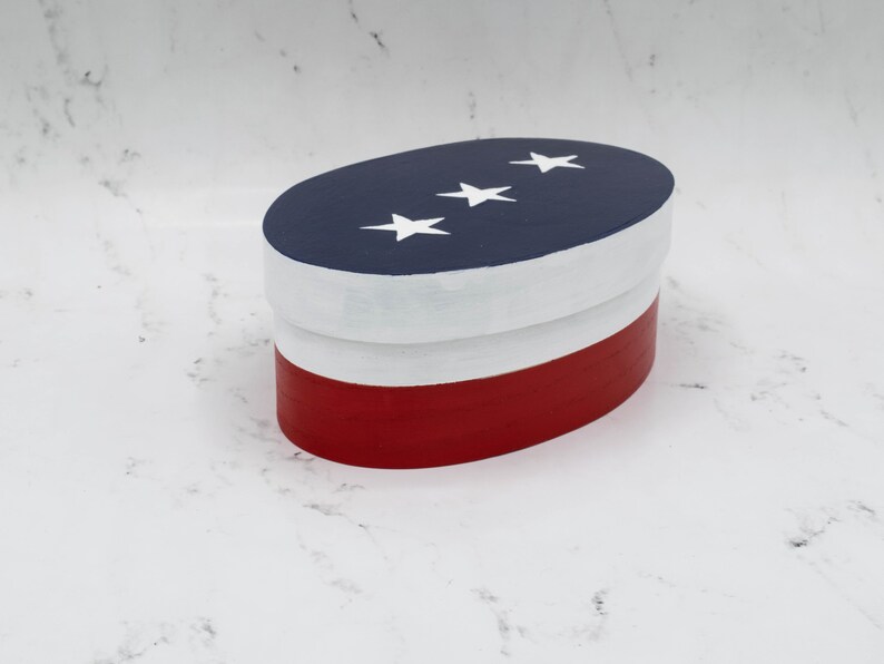 Shaker Box Red White and Blue Storage Box Wooden Box Oval - Etsy