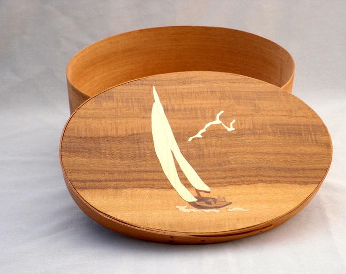 Shaker Oval Box With Inlay of Sail Boat - Etsy