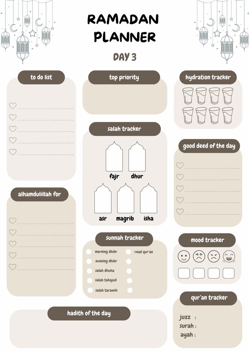 Ramadan Planner 2026 Printable PDF, 30 Day Ramadan Challenge, Ramadan ...