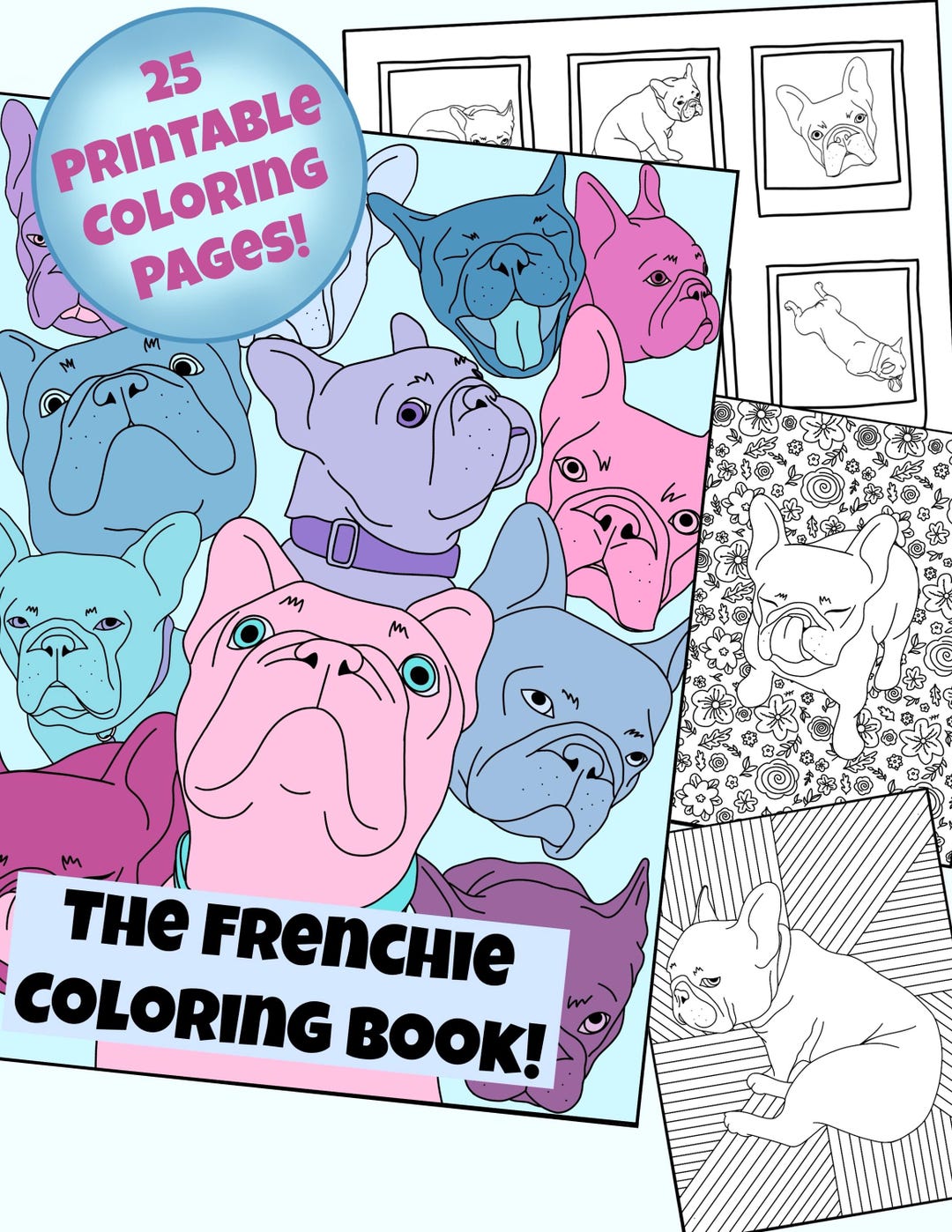 Frenchie Coloring Book! (25 Page PDF) - Etsy