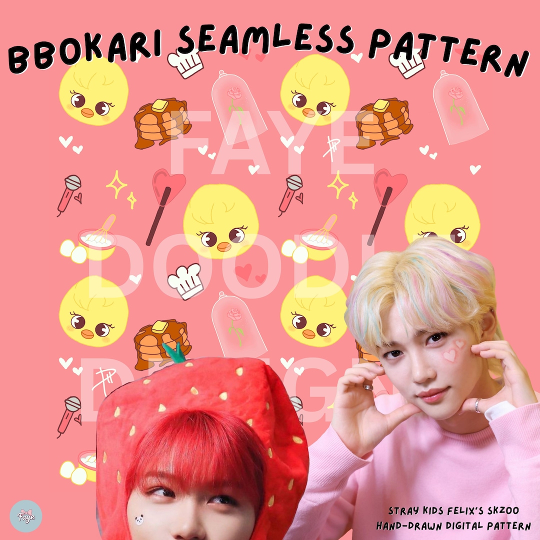 Bbokari Seamless Pattern | Stray Kids Cute SKZOO Felix Digital Paper ...