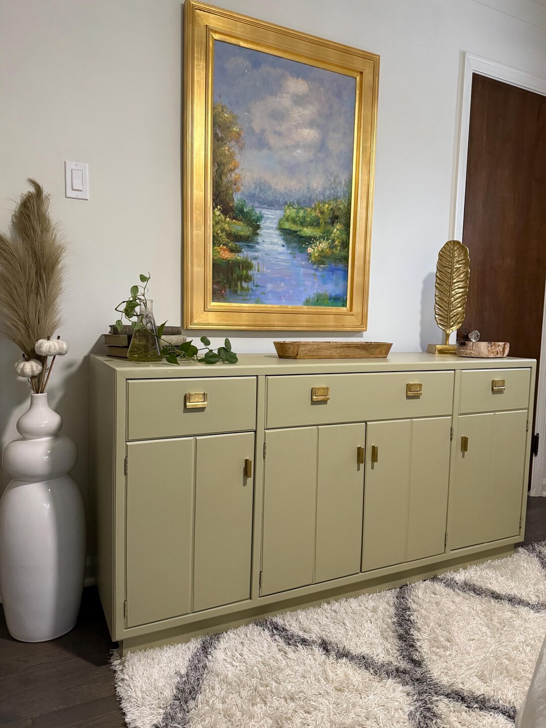 SOLD*** Refinished Drexel Campaign-style Sideboard Buffet (credenza) in ...