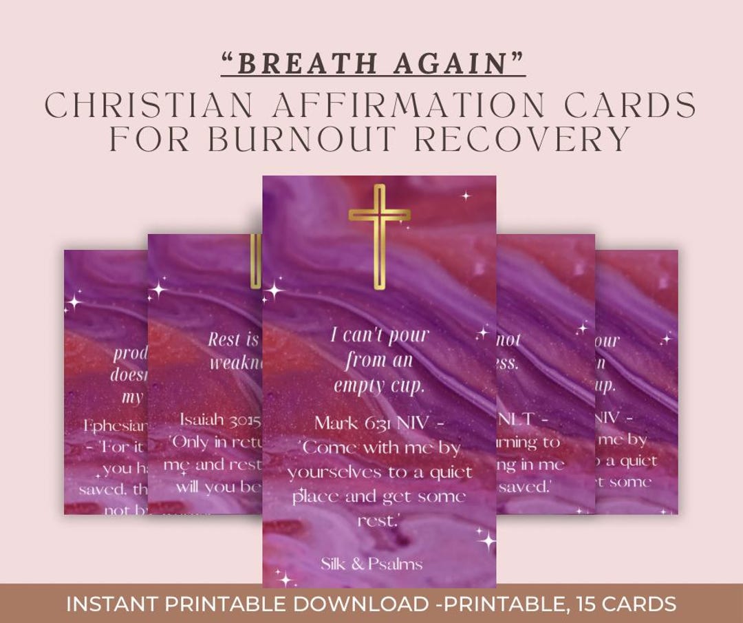 Breathe Again: Christian Burnout Recovery Affirmation Cards (printable ...