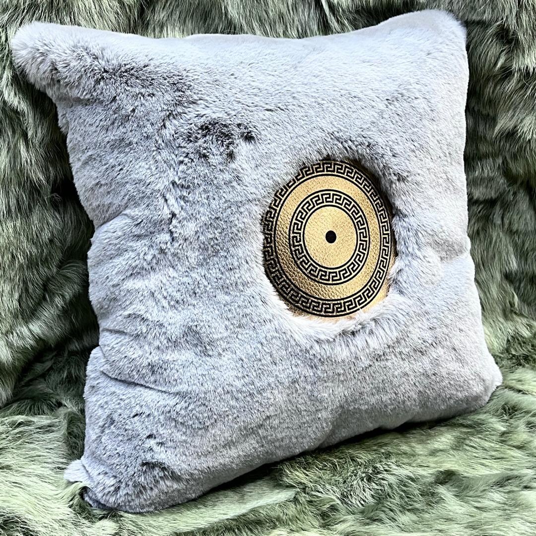 Luxury Faux Fur Cushion: Gold Greek Key Design - Etsy