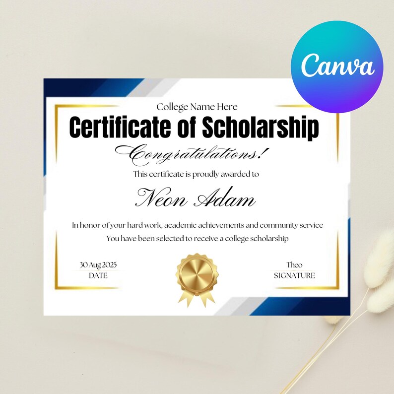 Editable Scholarship Award Certificate Template, Blue Alcohol Ink ...