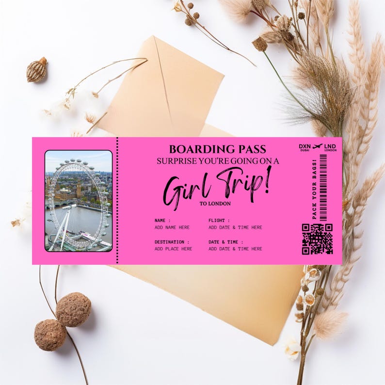 Editable Boarding Pass Template, Girl Trip Airline Ticket, Canva ...