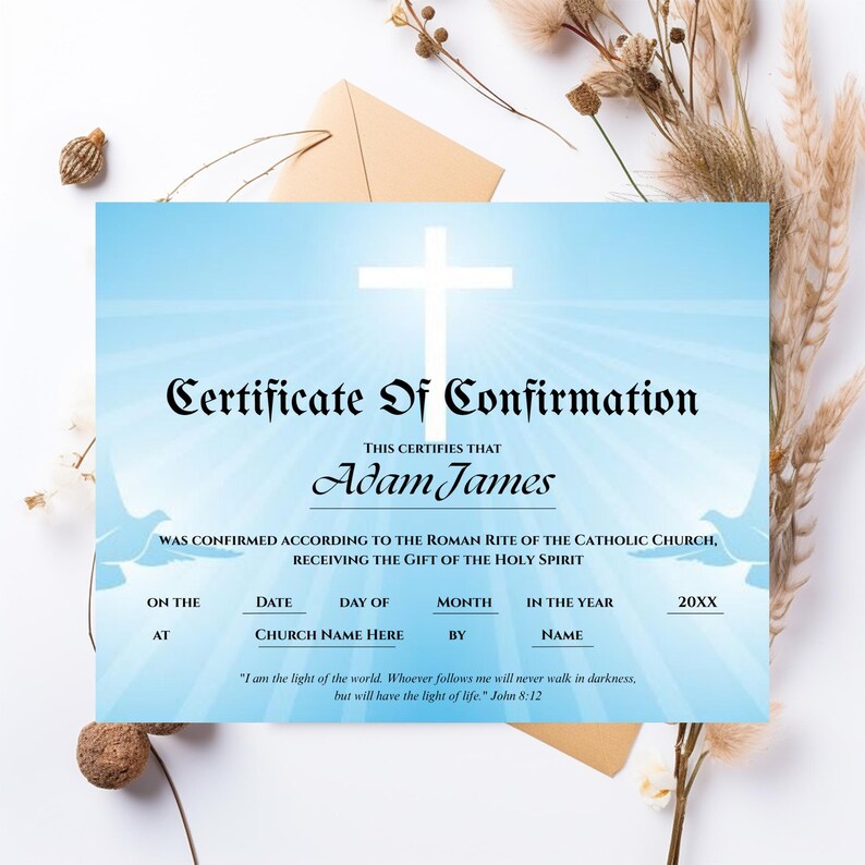 Editable Certificate of Confirmation, Religious Gold Certificate ...