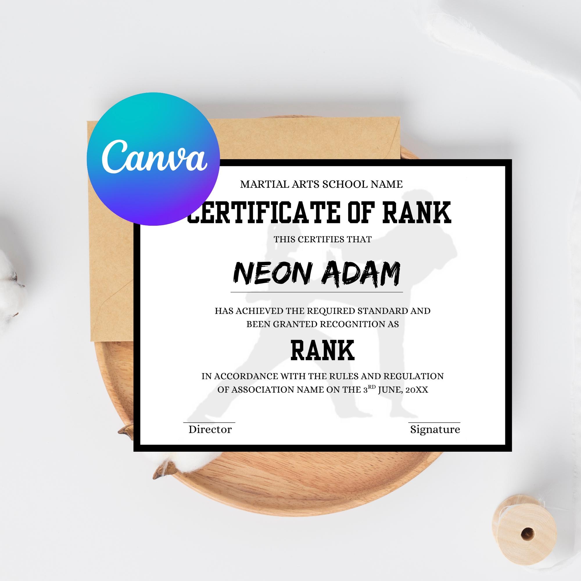 Editable Certificate of Rank Template, Unique Designs (instant Download ...