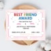Editable Best Friend Forever Certificate Template, Personalized Gift ...
