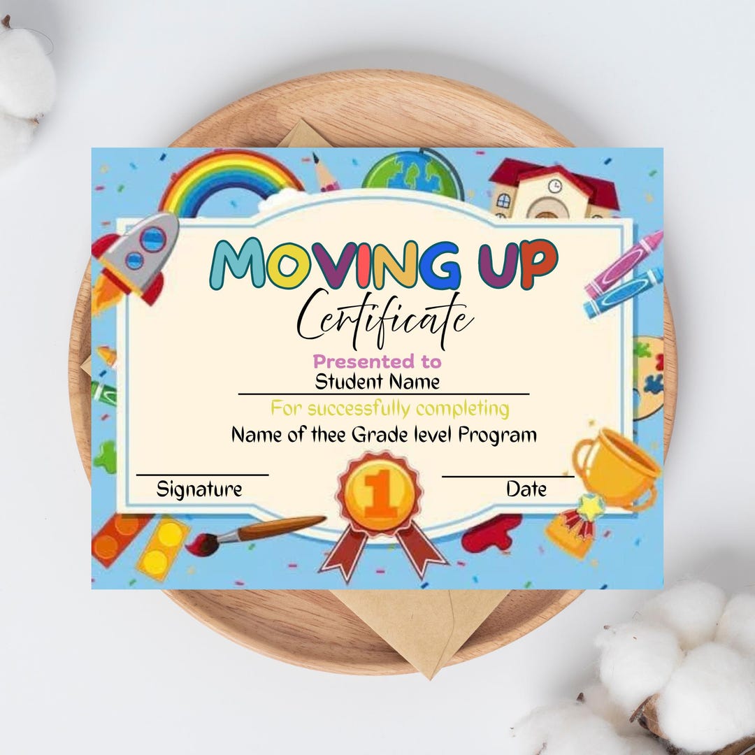 Editable Preschool Moving up Certificate, Prek Moving up Certificate ...