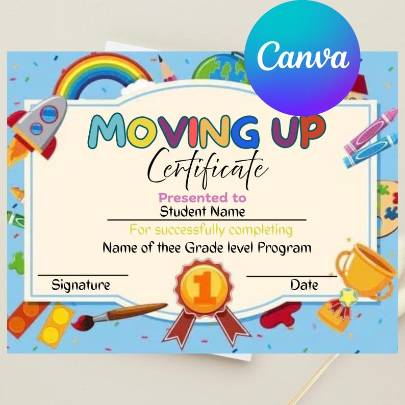 Editable Preschool Moving up Certificate, Prek Moving up Certificate ...