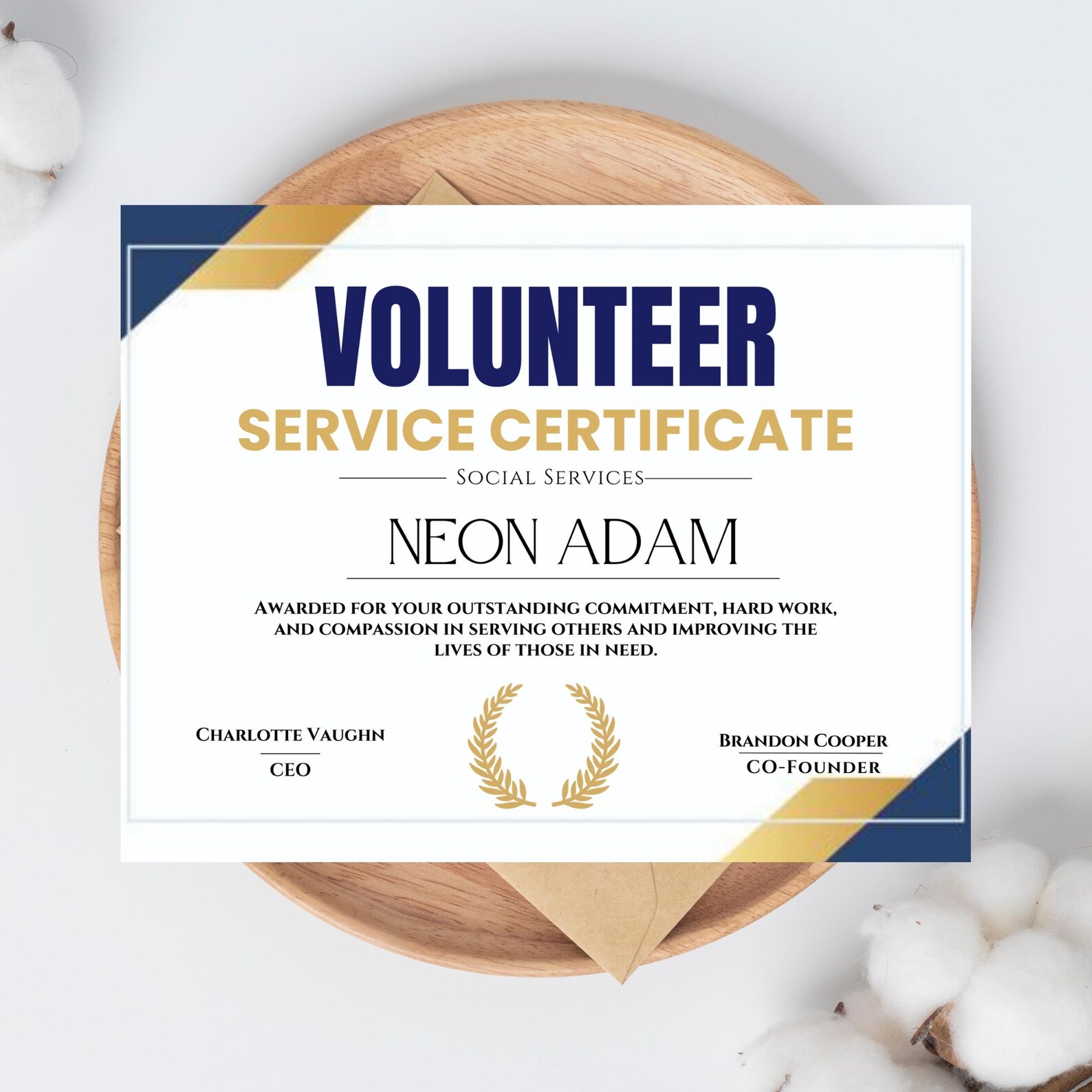 Editable Volunteer Certificate Template, Social Services Award (canva ...