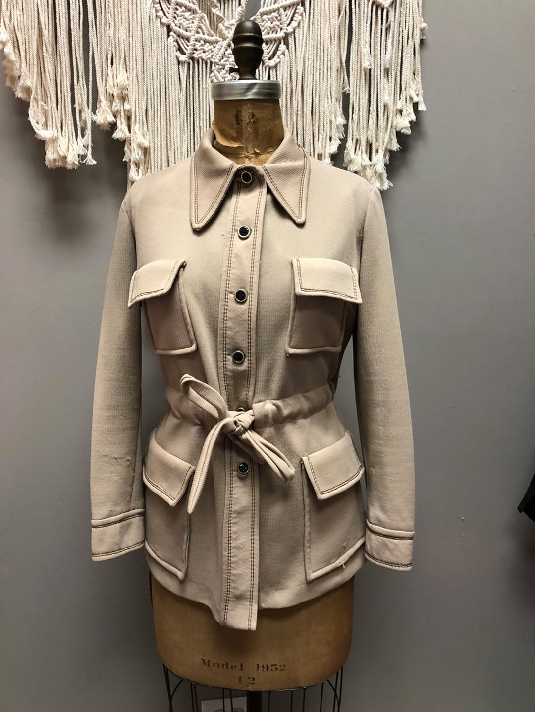 Vintage 1970's Tan Button up Jacket - Etsy