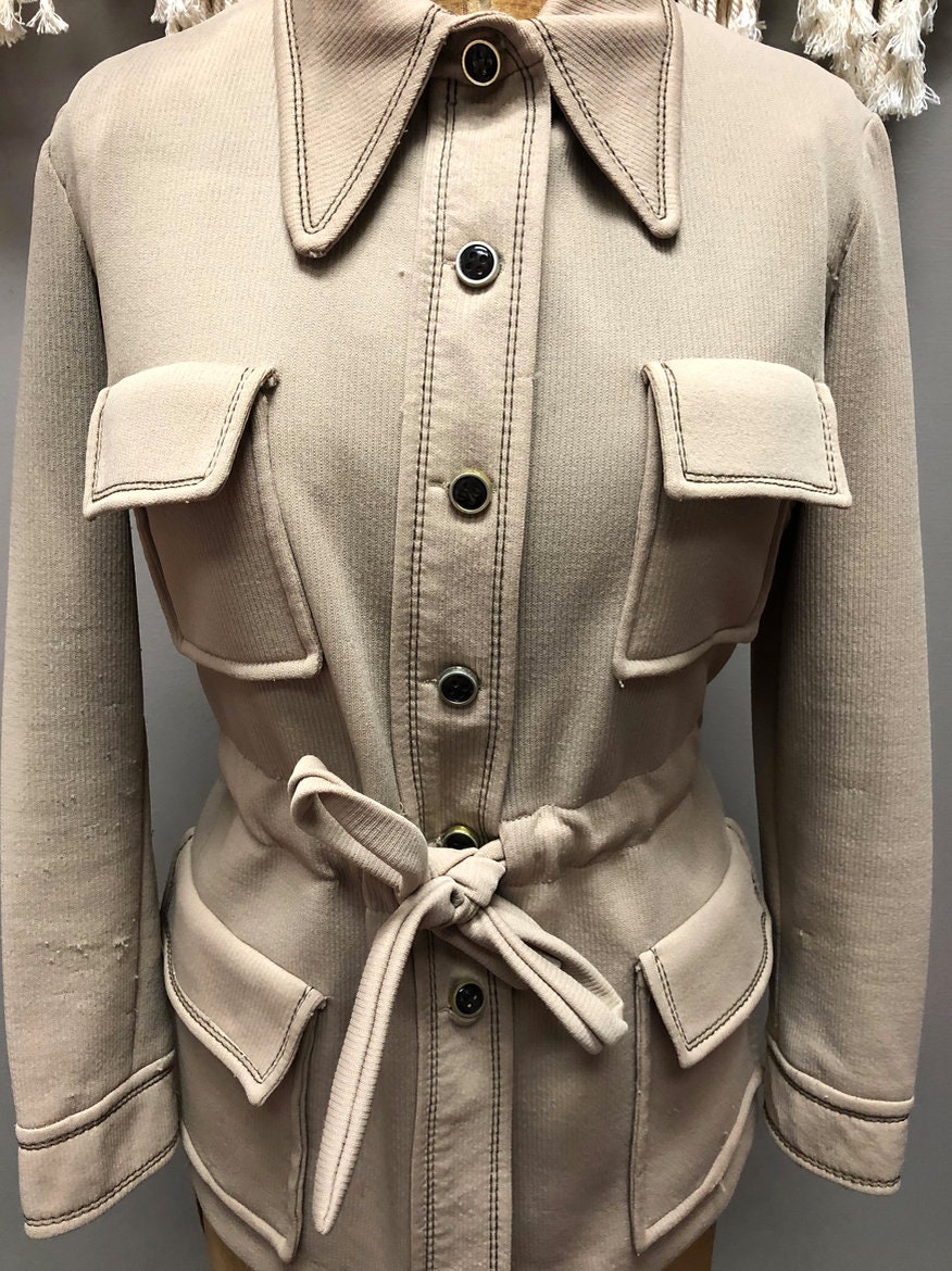 Vintage 1970's Tan Button up Jacket - Etsy