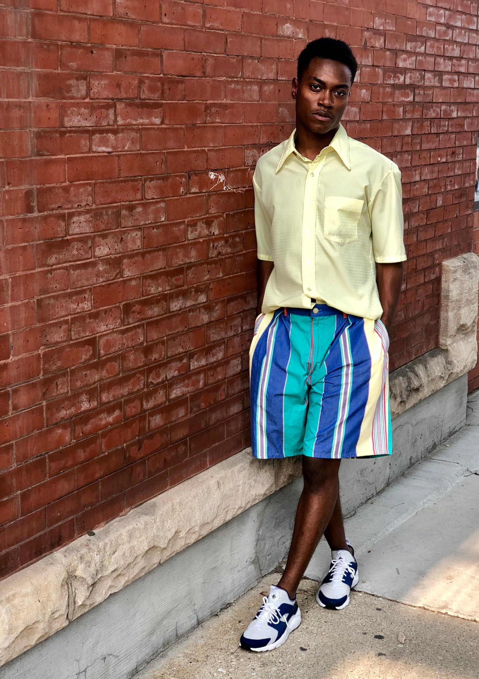 Vintage 1980's Pastel Yellow Button up Shirt With Subtle Geometric ...