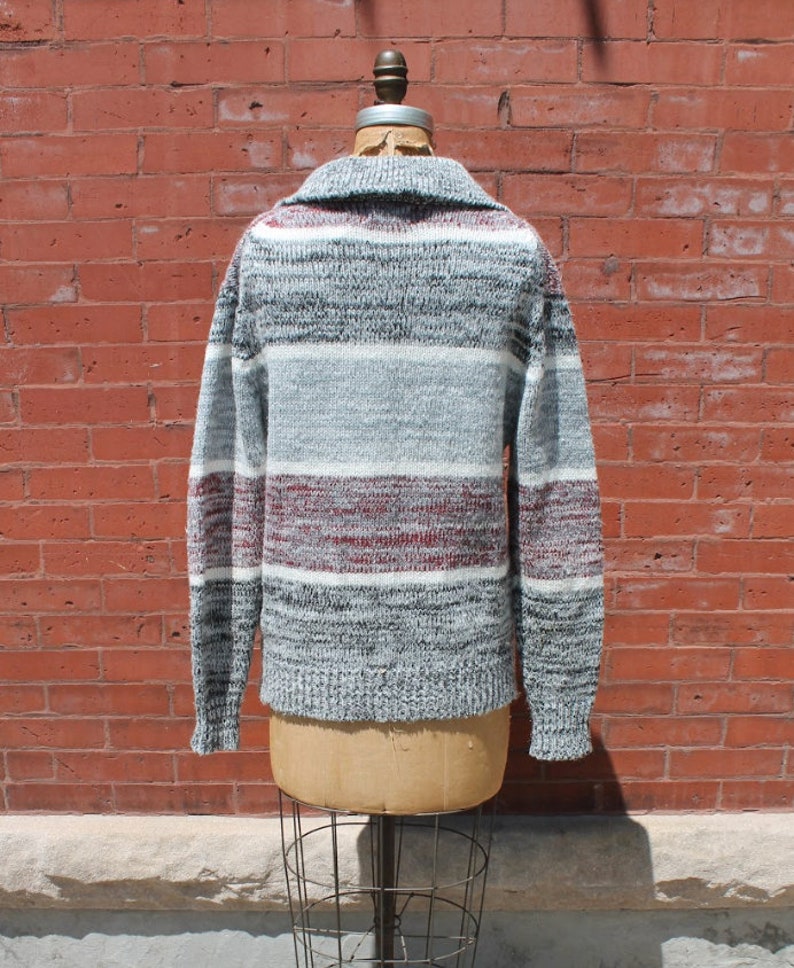Vintage Gray and Red Pullover Sweater - Etsy