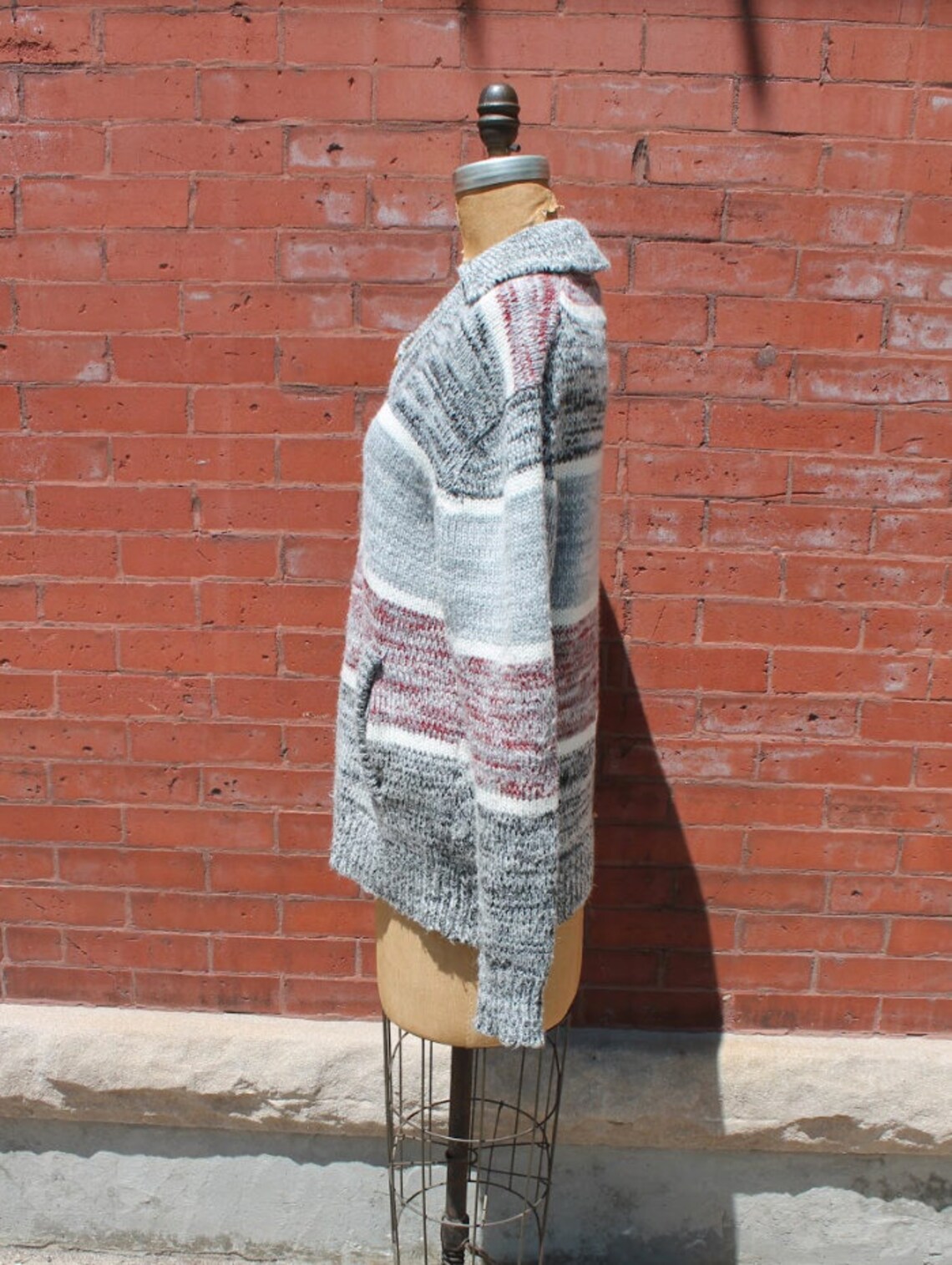 Vintage Gray and Red Pullover Sweater - Etsy