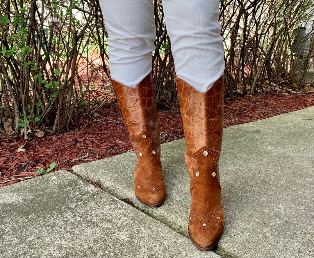 Brown Gemstones Cowboy Boots - Woman's Size 8 - Etsy