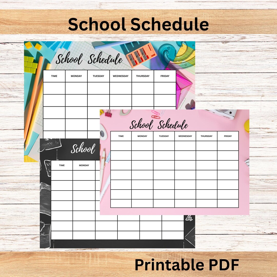 Printable School Schedule, Weekly Student Planner, PDF - Etsy