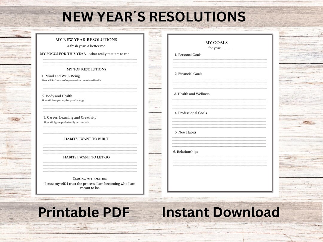 New Year Intentions Printable, Goal Setting, New Year Resolution ...