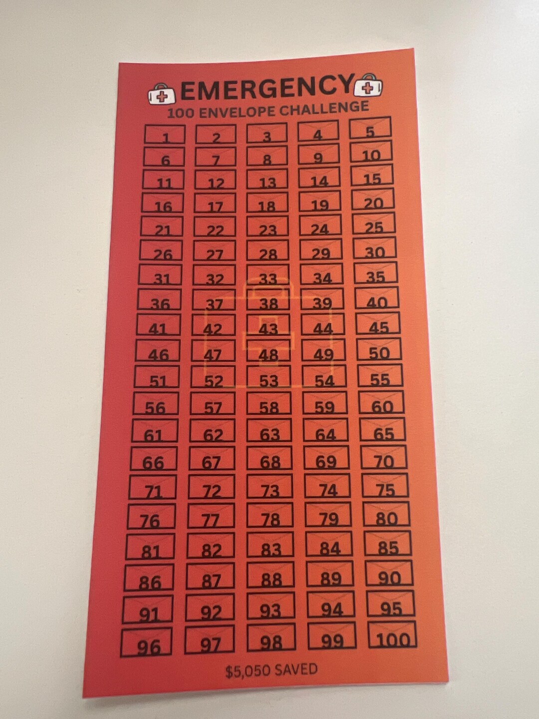 Emergency Savings 100 Envelope Savings Challenge for A6 Envelope - Etsy