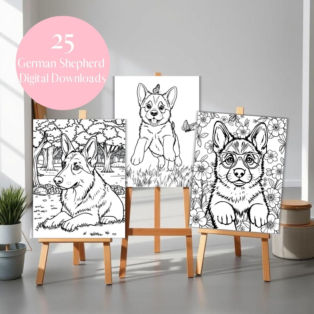 25 German Shepherd Coloring Pages | Printable Puppy Art for Adults and ...