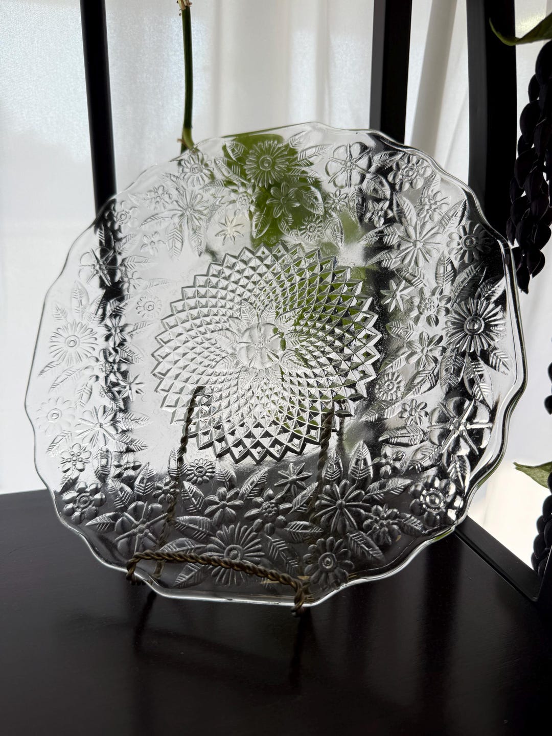 Indiana Glass Plate With Pineapple and Floral Pattern - Etsy