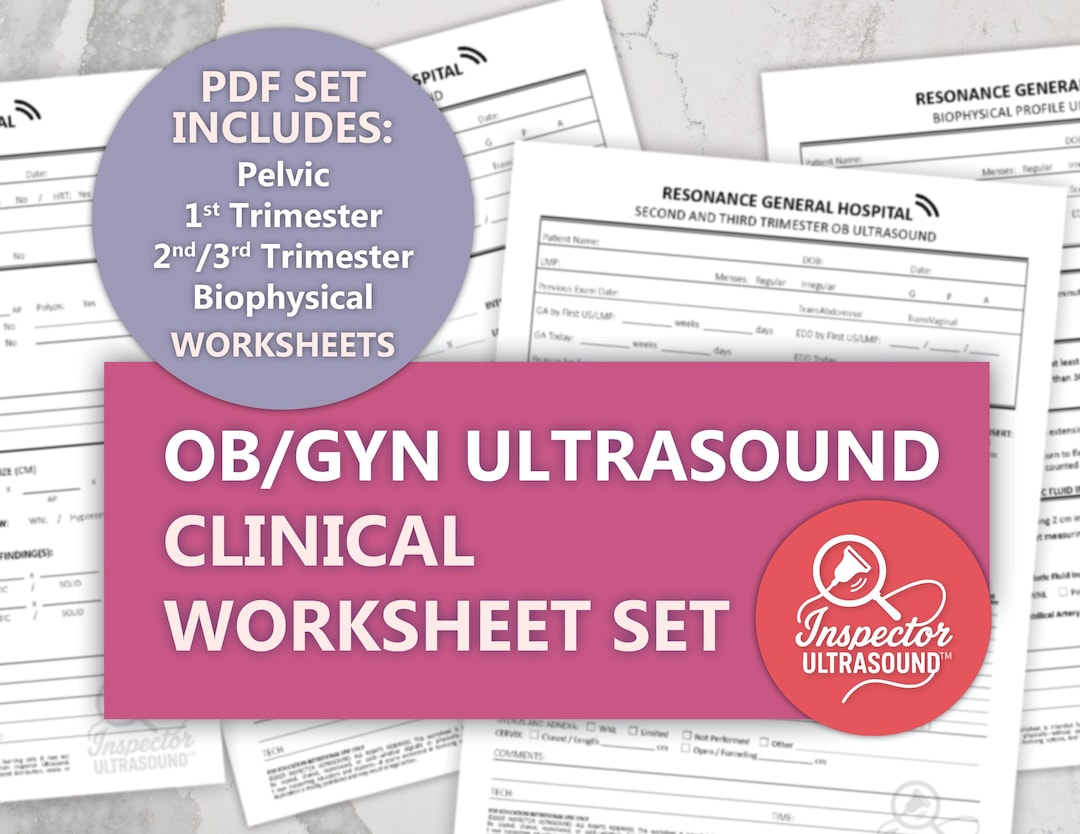 OB/GYN Clinical Worksheet Set – Sonography Practice & Teaching Tool for ...