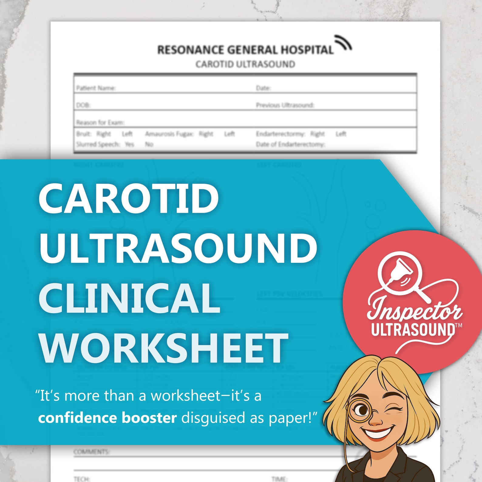 Carotid Clinical Worksheet – Sonography Practice & Teaching Tool for ...