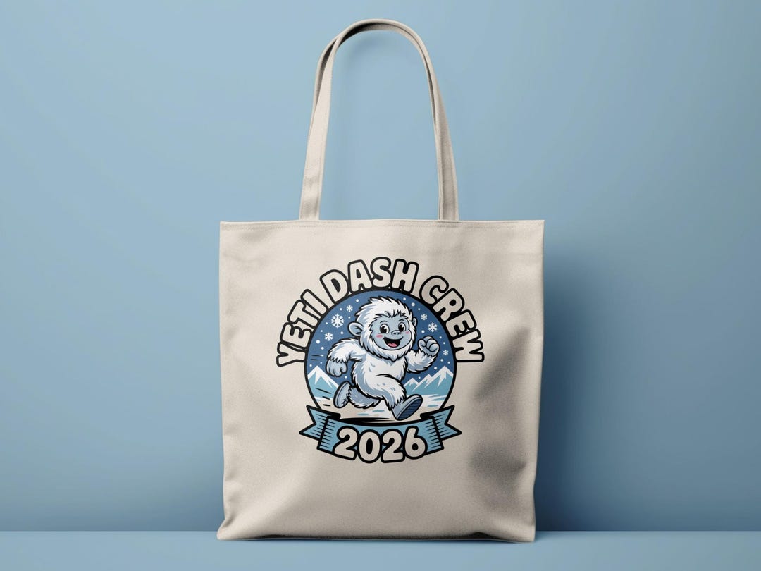 Yeti Dash Crew 2026, Cute Yeti Art, Running Yeti Design, Fun Mascot Art ...