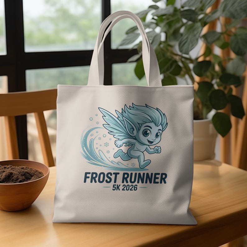 Frost Runner Tote Bag, 5K 2026 Race, Marathon Event Tote Bag, Funny Running, Sports Gift, Cute ...