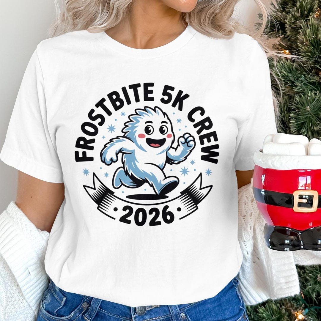 Frostbite 5K Crew 2026, Yeti Run, Winter Race, Funny Mascot, Shirt ...