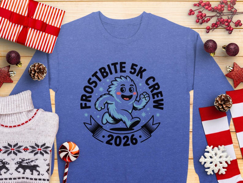 Frostbite 5K Crew 2026, Yeti Run, Winter Race, Funny Mascot, Shirt ...