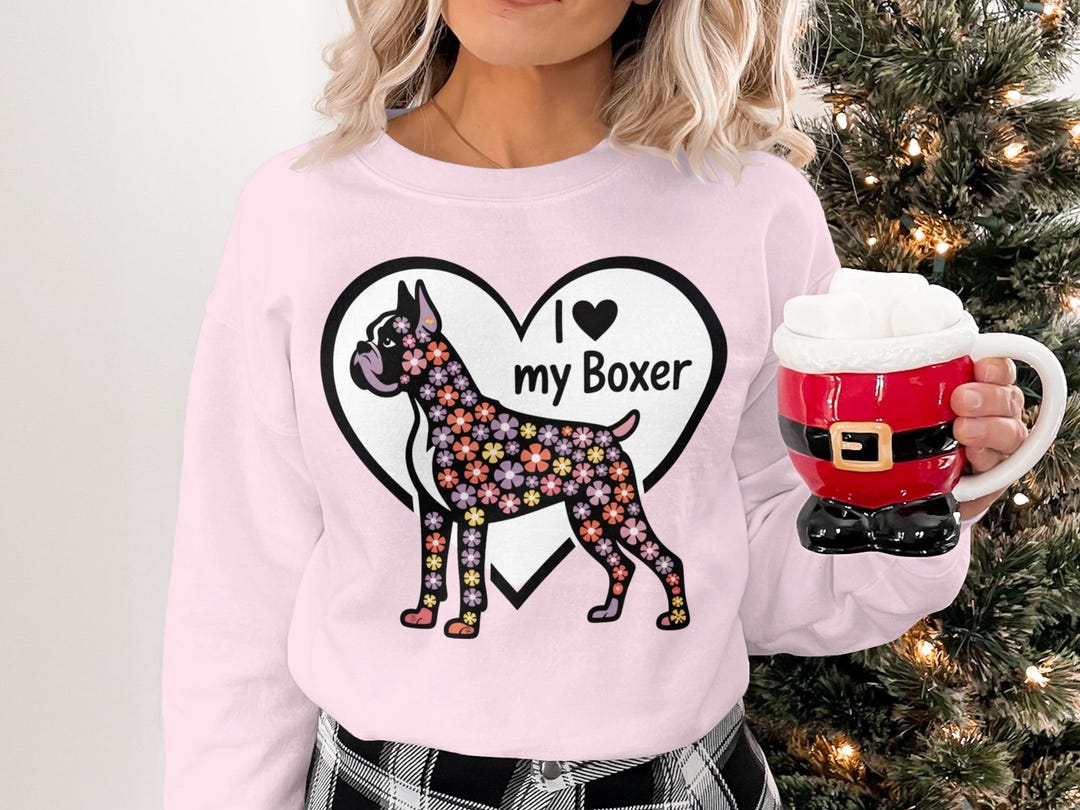 I Love My Boxer, Flower Dog Design, Pet Lover Gift, Dog Breed Art ...