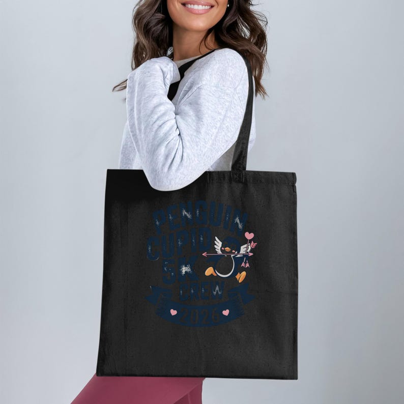 Penguin Cupid 5K Crew 2026 Tote Bag, Race Marathon Event Gift ...
