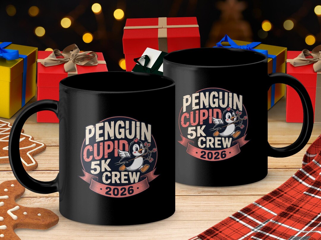 Penguin Cupid 5K Crew Mug 2026, Race Marathon Mug, Group Mug, Family ...