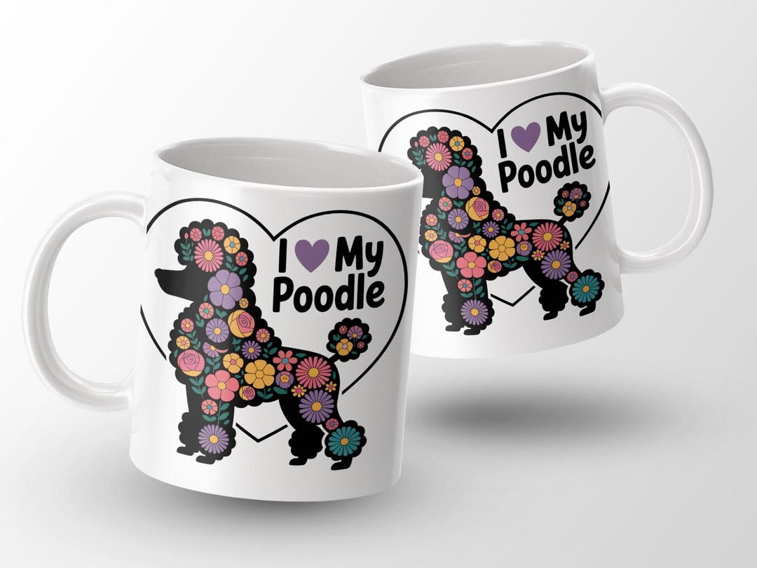 Floral Poodle Mug, I Love My Poodle Coffee Cup, Dog Lover Gift, Unique ...