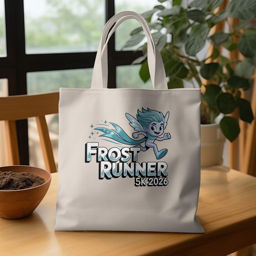 Frost Runner Tote Bag, 5K Marathon 2026, Group Event Gift, Funny Sports ...