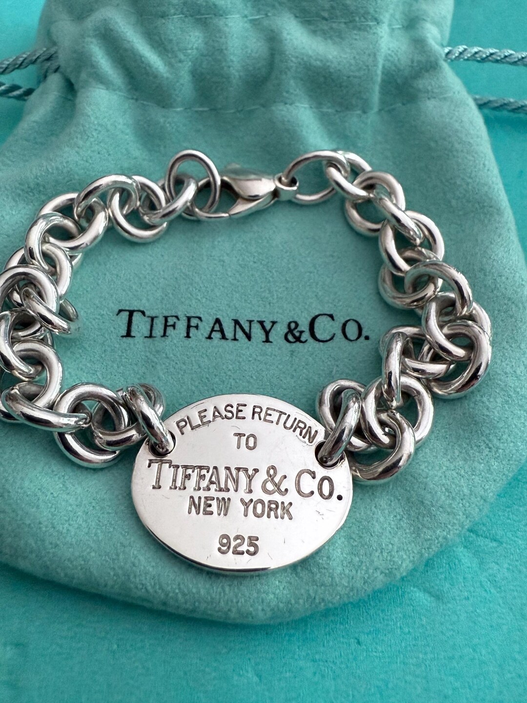 Tiffany & Co Please Return to Tiffany Oval Tag Charm Bracelet 7.5” - Etsy