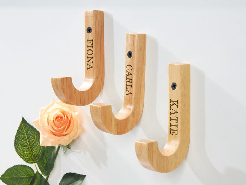 Personalized Wooden Coat Hooks-wall Hooks-4 Packs Wood Hooks-wall Hooks ...