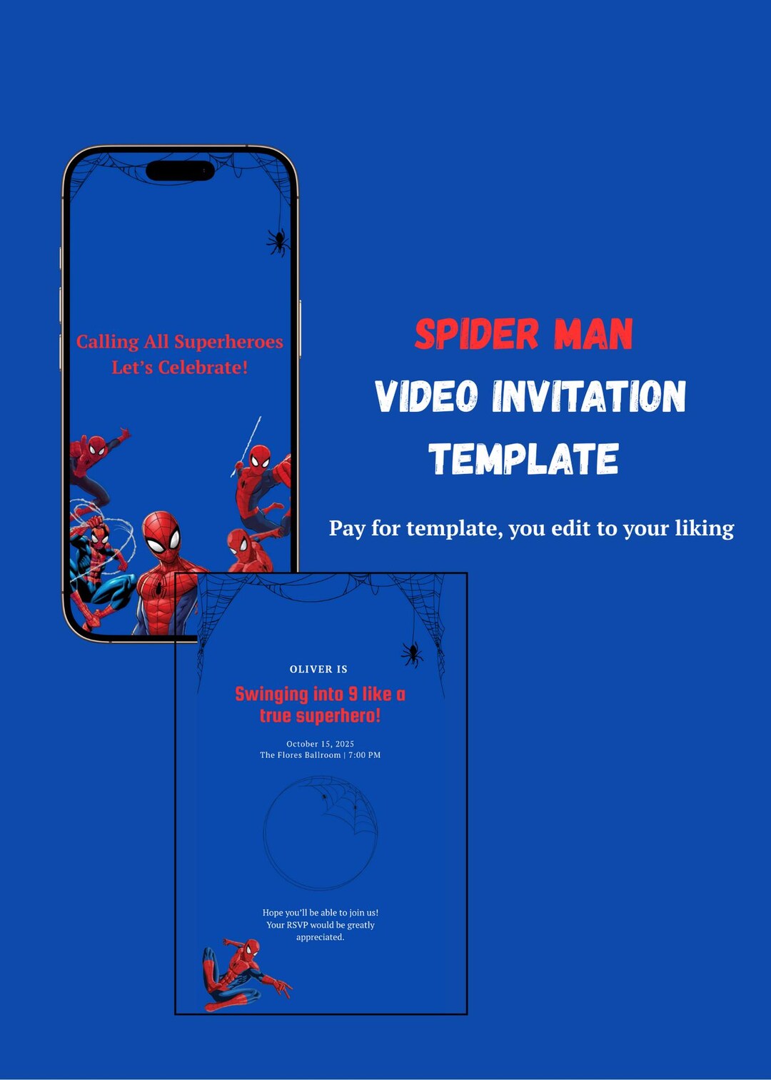Spider Man Birthday Invitation, Digital Video Invitation, Video ...