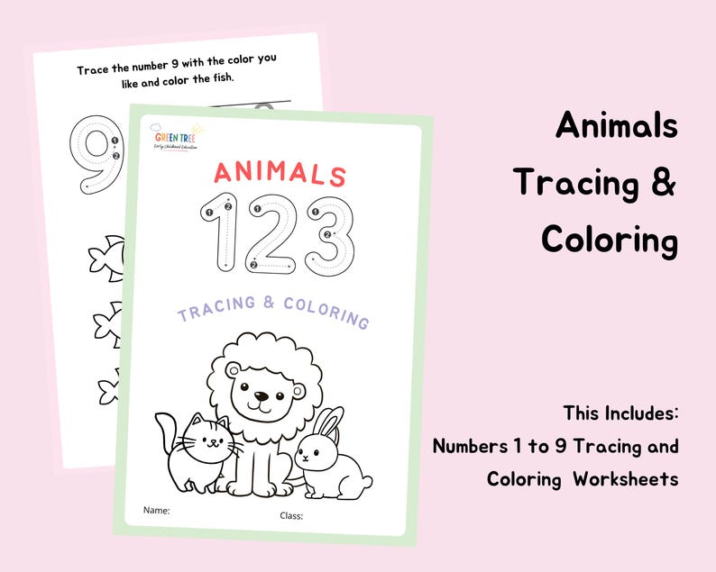 Preschool Numbers Tracing & Coloring Worksheets 1-9 | Counting ...